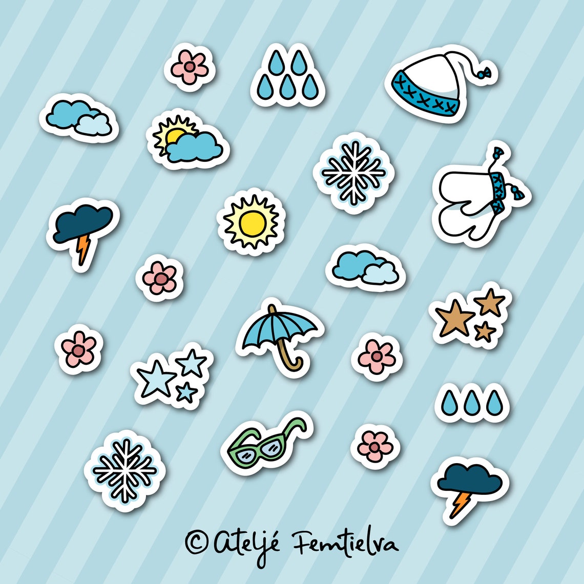 Printable Weather Stickers, Clip Art, Perfect for Planners, Bullet ...