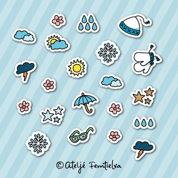 Printable Weather Stickers Clip Art Perfect for Planners - Etsy