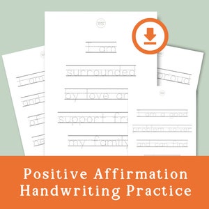 Positive Affirmations Handwriting Practice | Printable Writing ...
