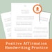 Positive Affirmations Handwriting Practice | Printable Writing ...