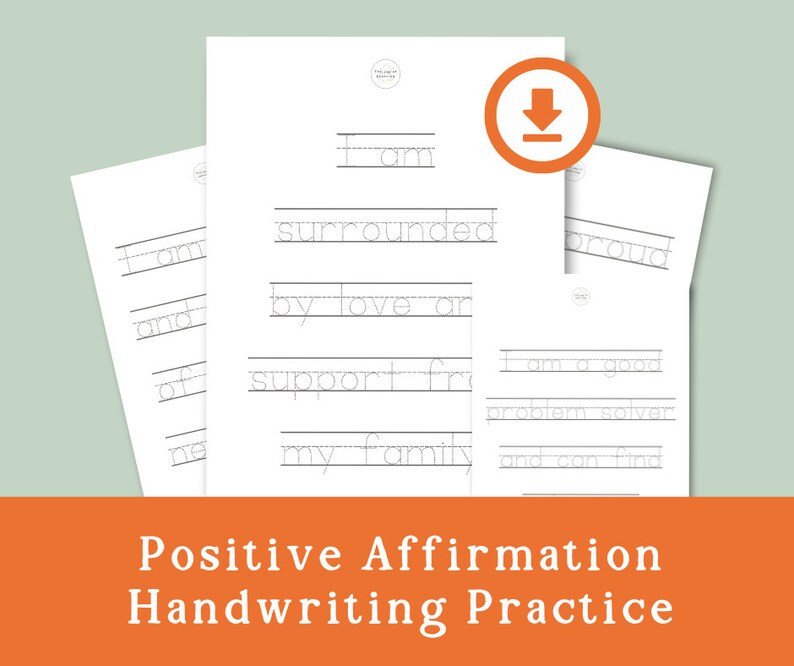 Positive Affirmations Handwriting Practice | Printable Writing ...