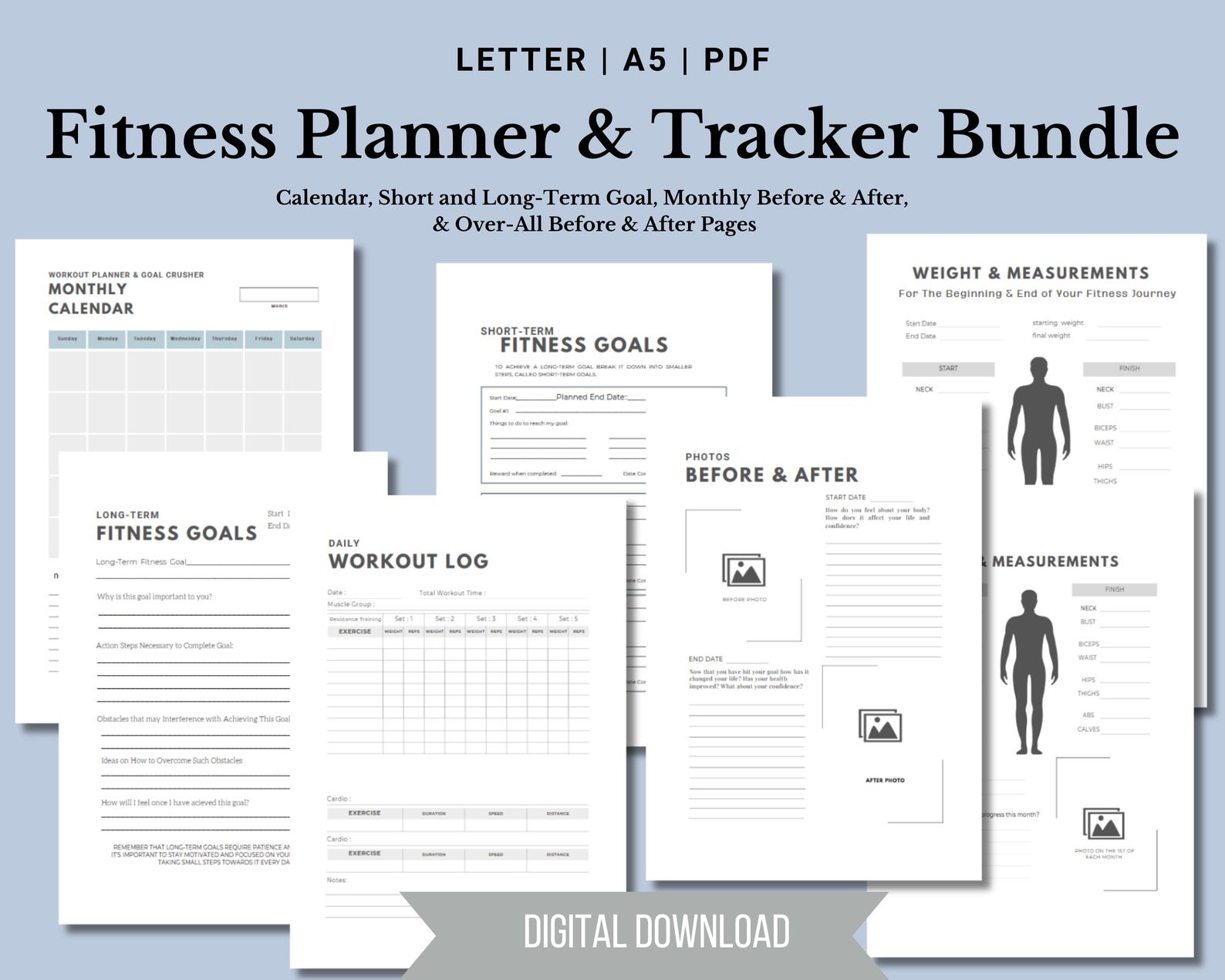 Digital Fitness Planner, Printable Fitness, Fitness Planner, Fitness ...
