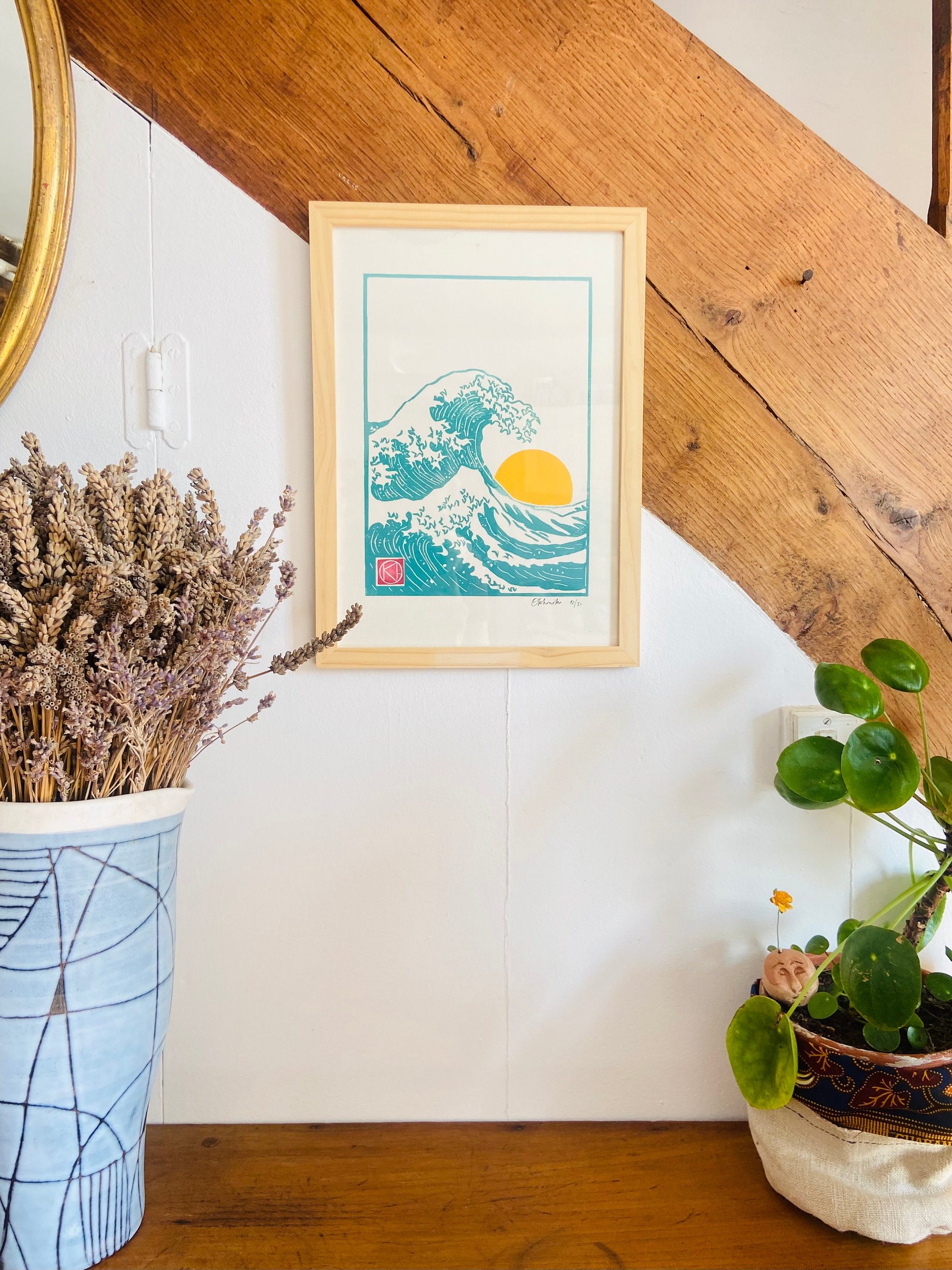 Handmade Linocut - the Kanagawa Great Wave - Linoprint-linocut-nature ...