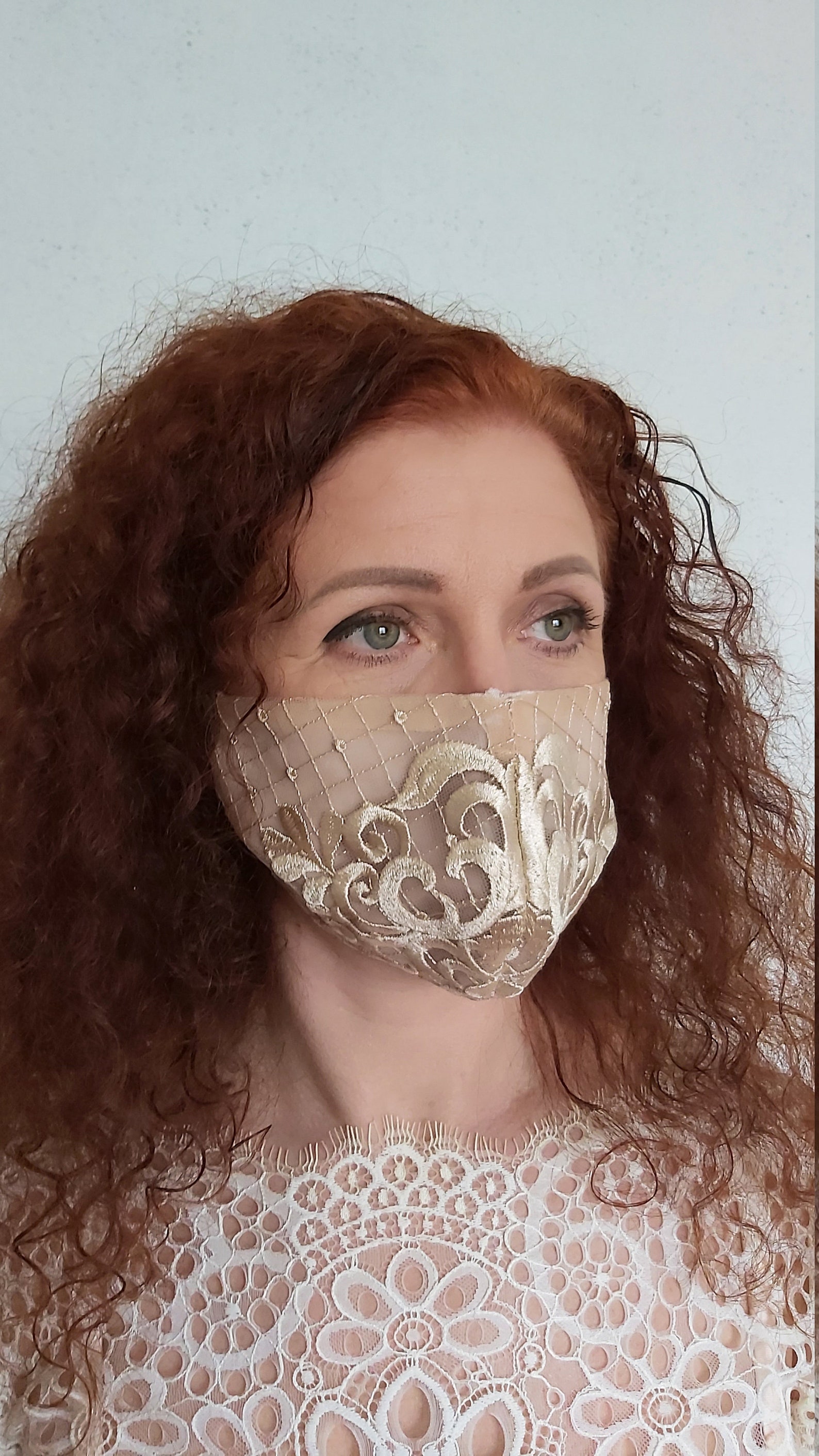 Golden Lace Face Mask For Wedding Wedding Face Mask Bridal Etsy