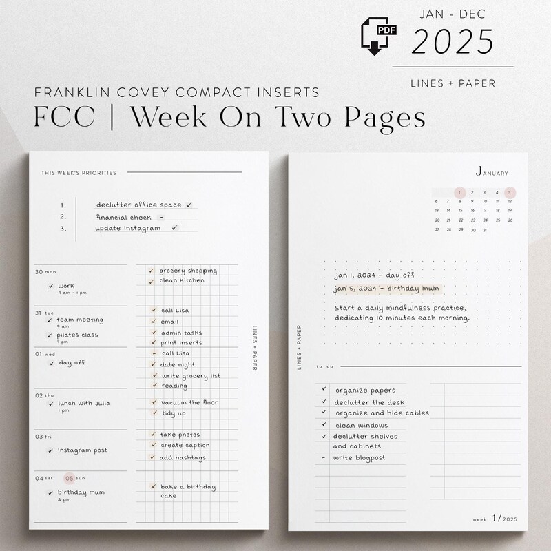 Franklin Planner 2025 Refills - Etsy