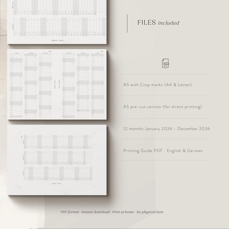 A5 Planner Inserts 2026 | Year at a Glance | January to December ...