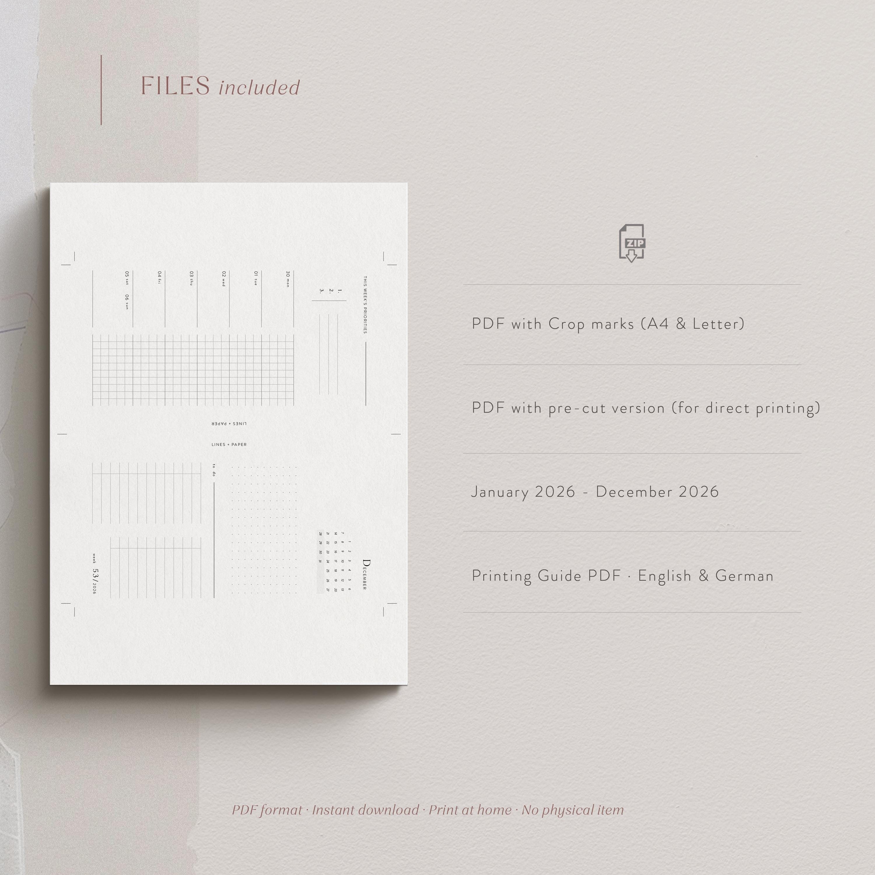 Personal Planner Inserts 2026 | Weekly Horizontal Planner | Filofax ...