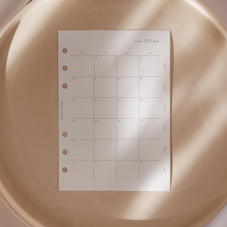 A6 - Monthly Planner Inserts 2026 | Month on Two Pages MO2P | Monthly ...