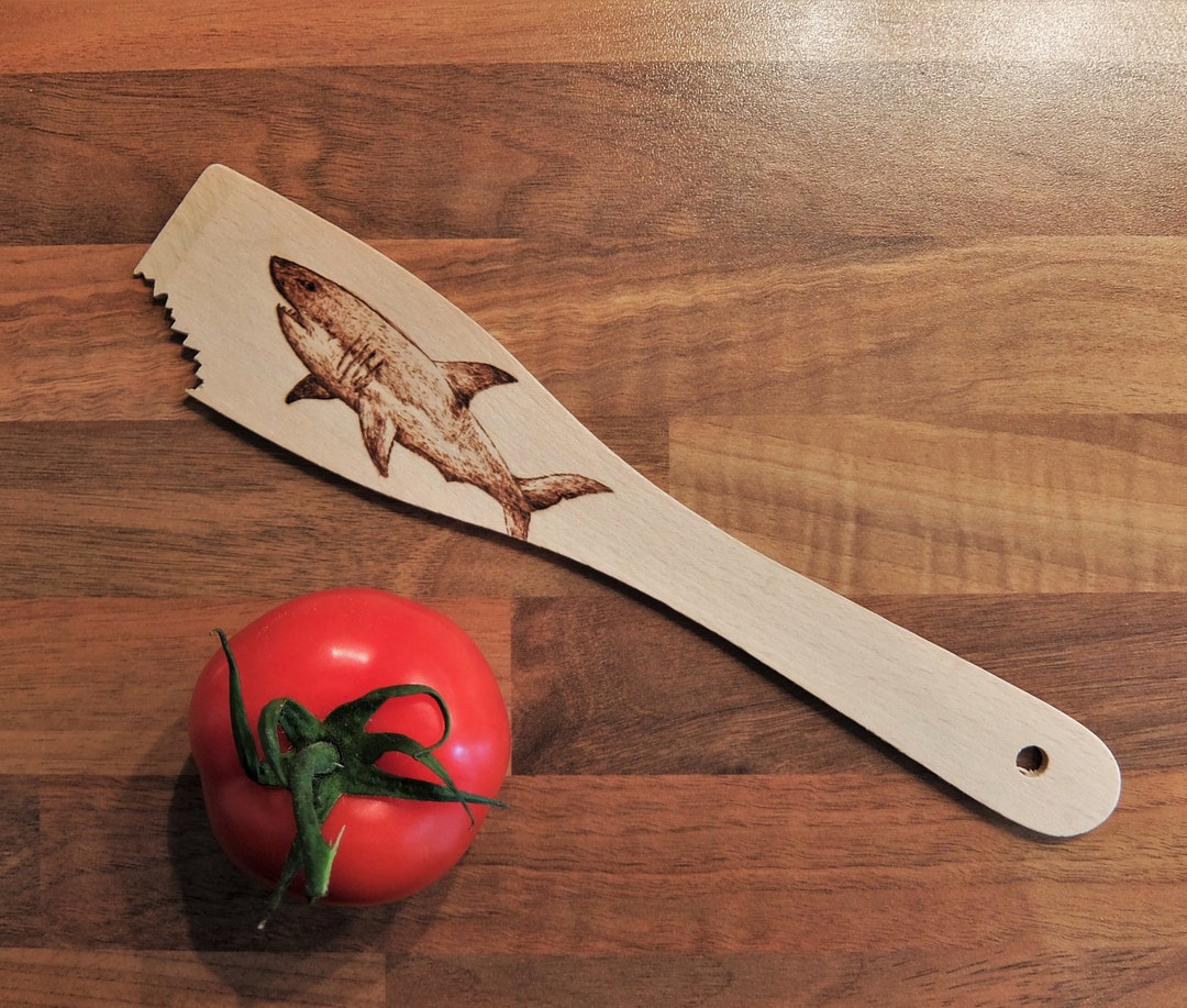 Shark Pyrography With Bite on a Spatula - Etsy