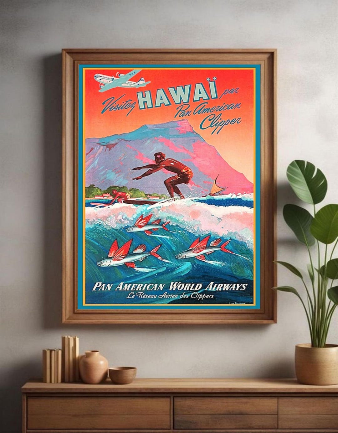 Honolulu Hawaii Surf Oahu Vintage United States Travel Advertisement ...