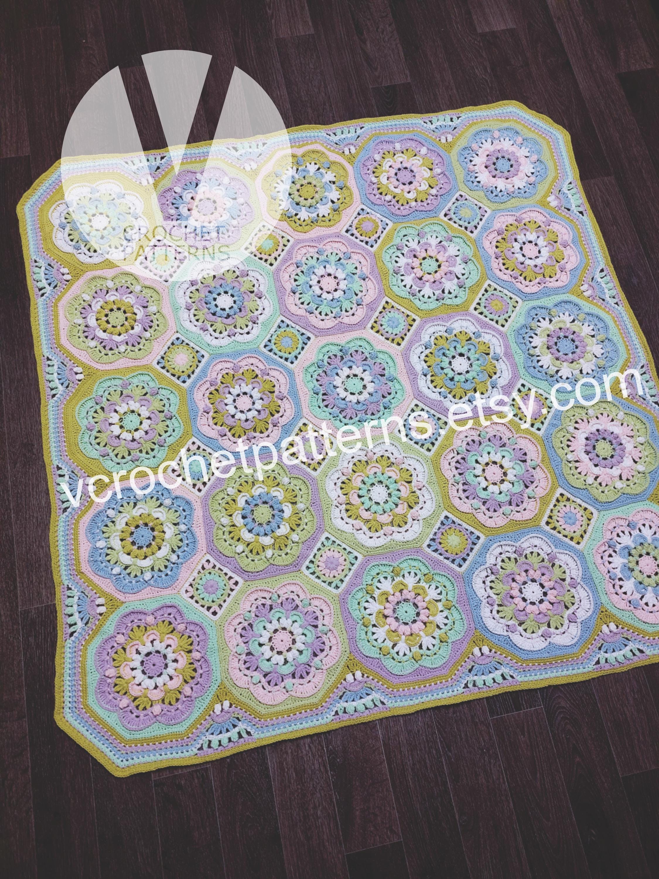 FLORETTE Crochet Blanket Pattern: Octagon & Square Design (PDF Pattern ...