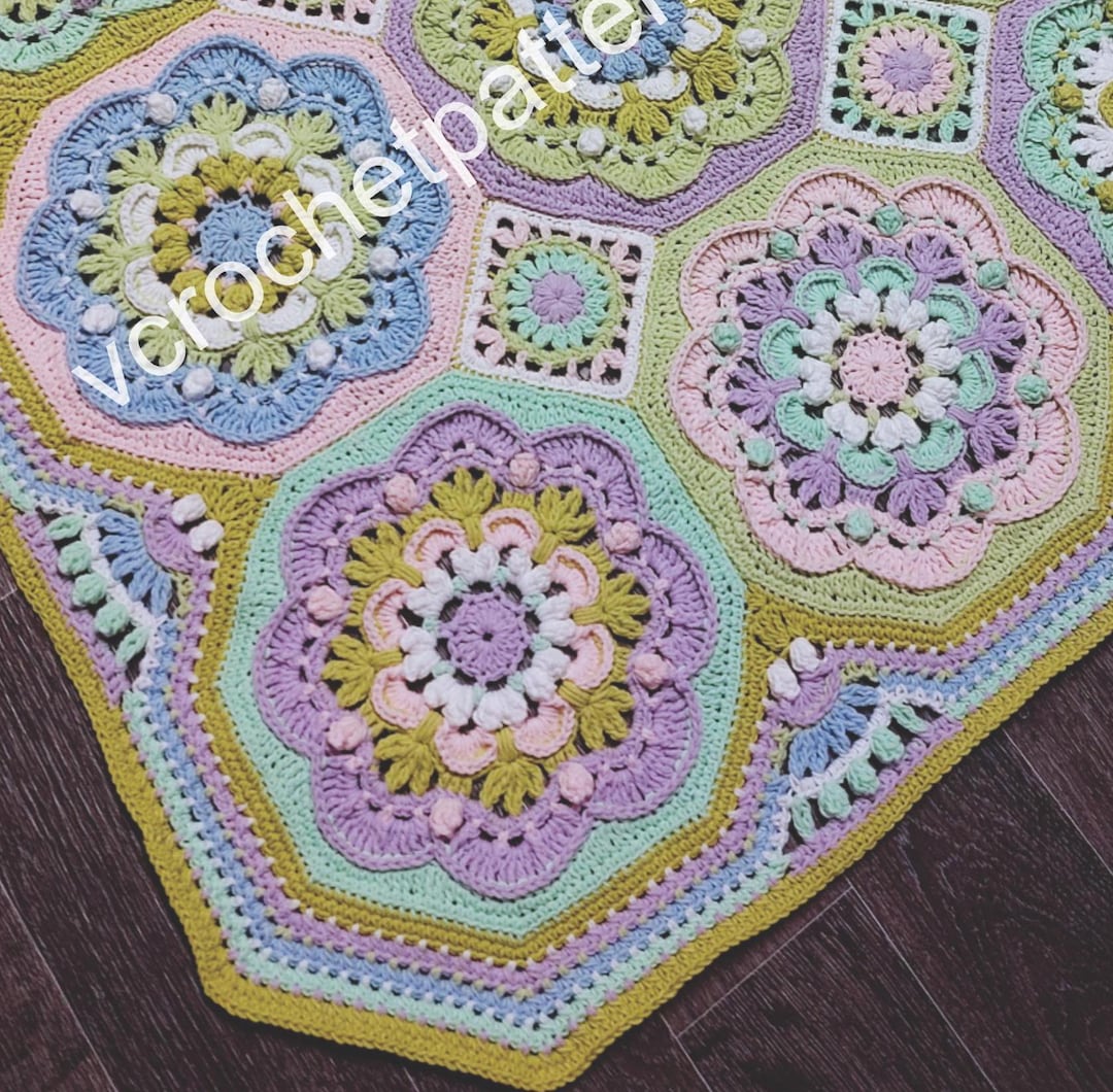 FLORETTE Crochet Blanket Pattern: Octagon & Square Design (PDF Pattern ...