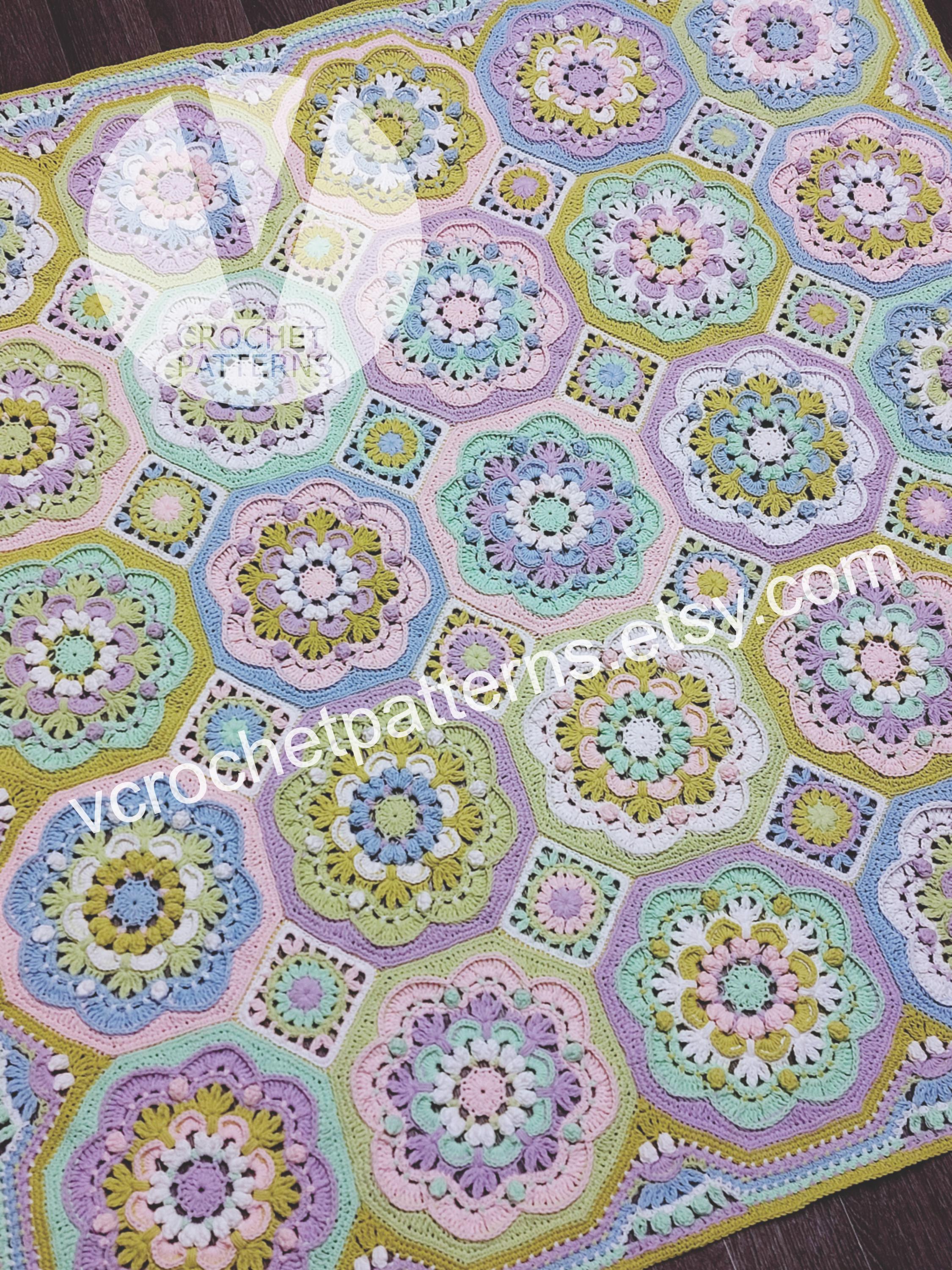 FLORETTE Crochet Blanket Pattern: Octagon & Square Design (PDF Pattern ...