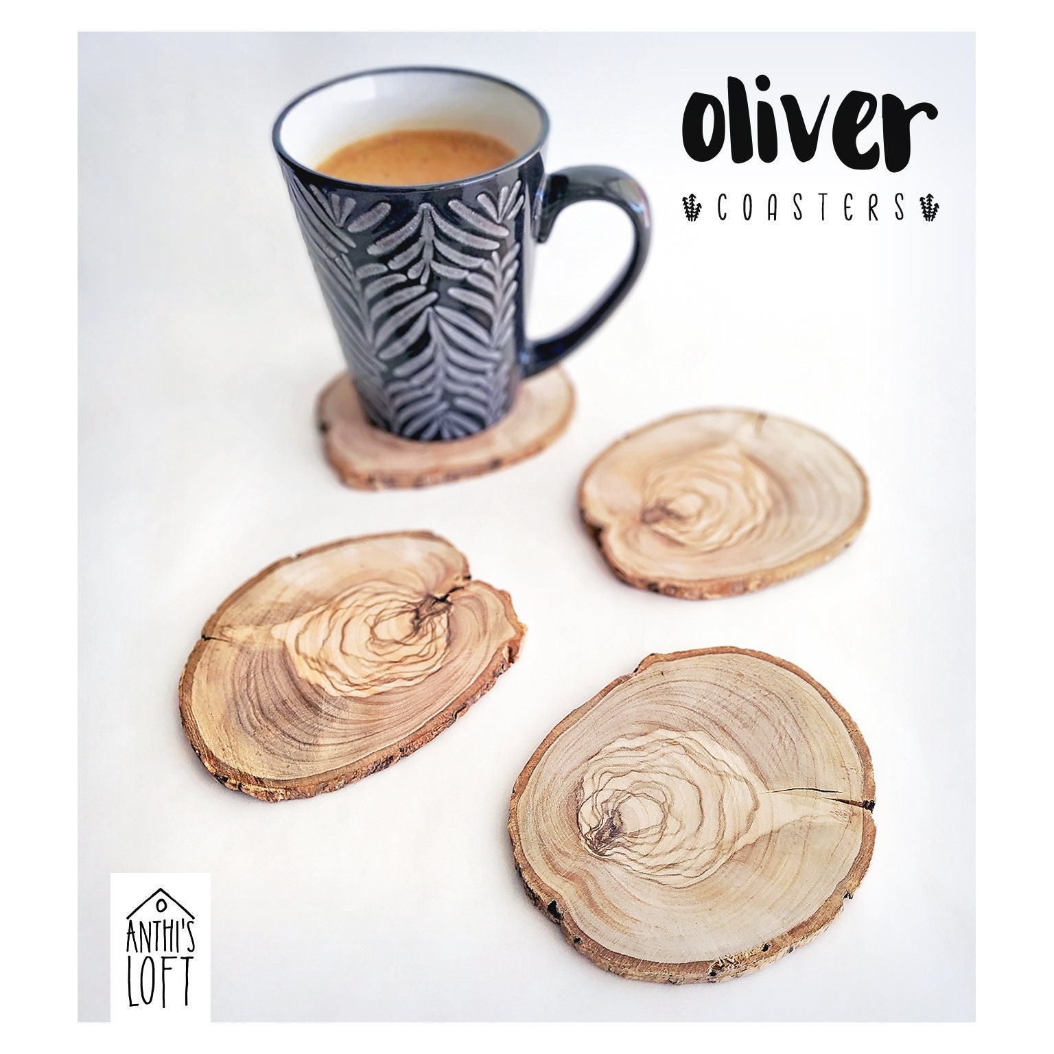 Olive Wood Coasters Rustic Wooden Coasters Rustic Handmade Olive Wood ...