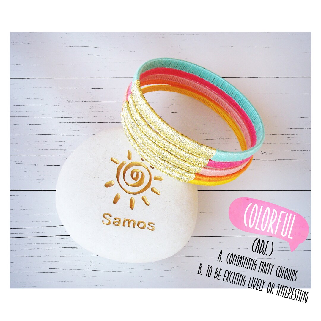 Handmade Multi-color Thread Wrapped Bangle Set: Summer Bracelets - Etsy