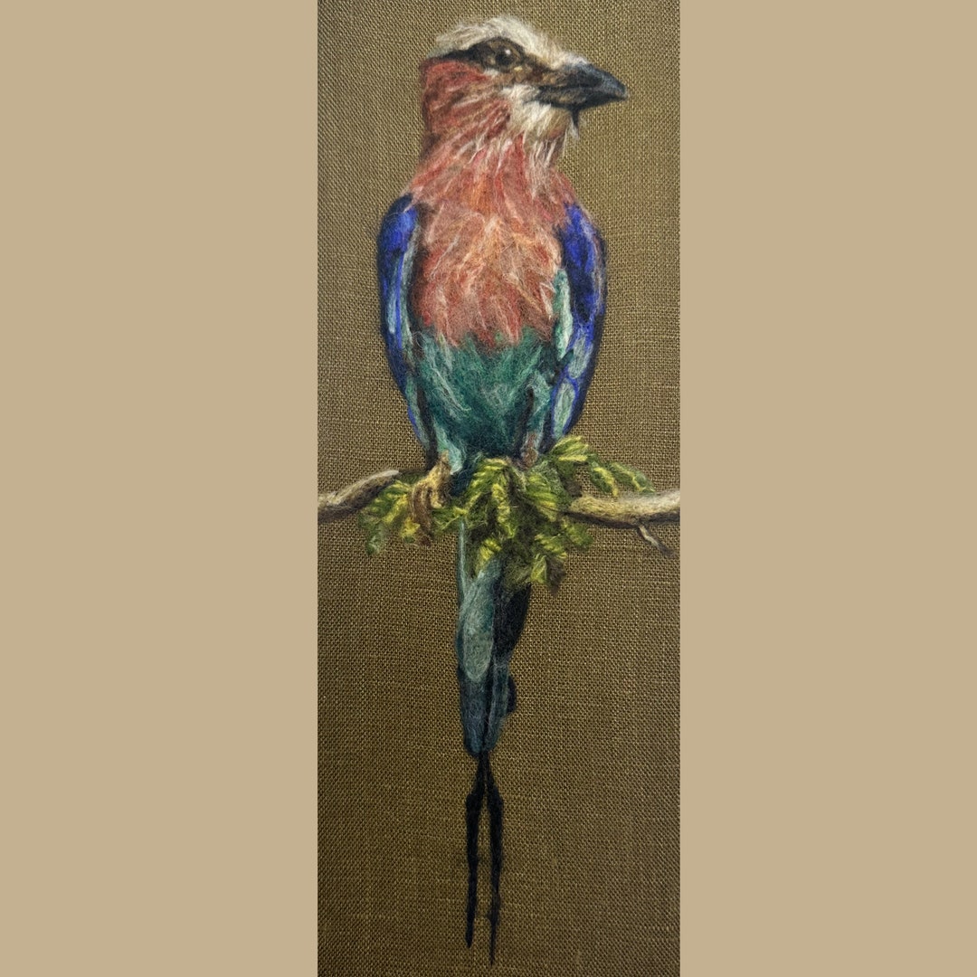 Lilac Breasted Roller Bird 2D Needle Felted Wool Painting 4" X 12" - Etsy