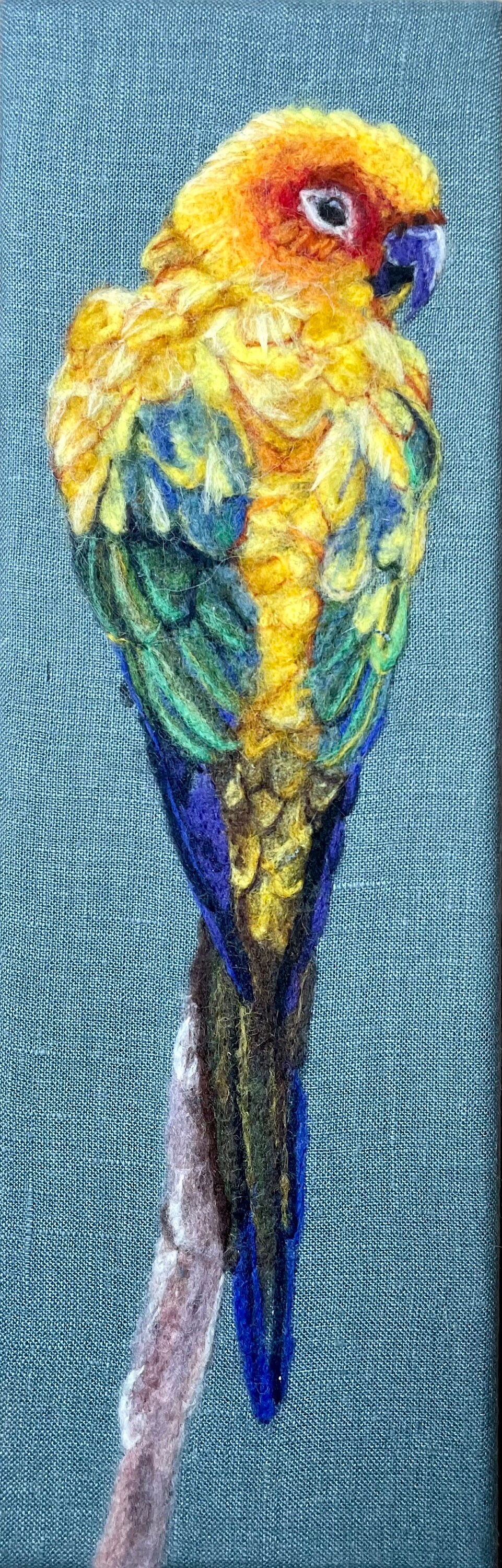 Sun Conure 2D Needle Felted Wool Painting 4" X 12" - Etsy