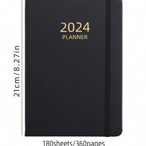 A5 Hardcover Notebook: 2024 Planner, 180 Sheets 360 Pages, Monthly ...