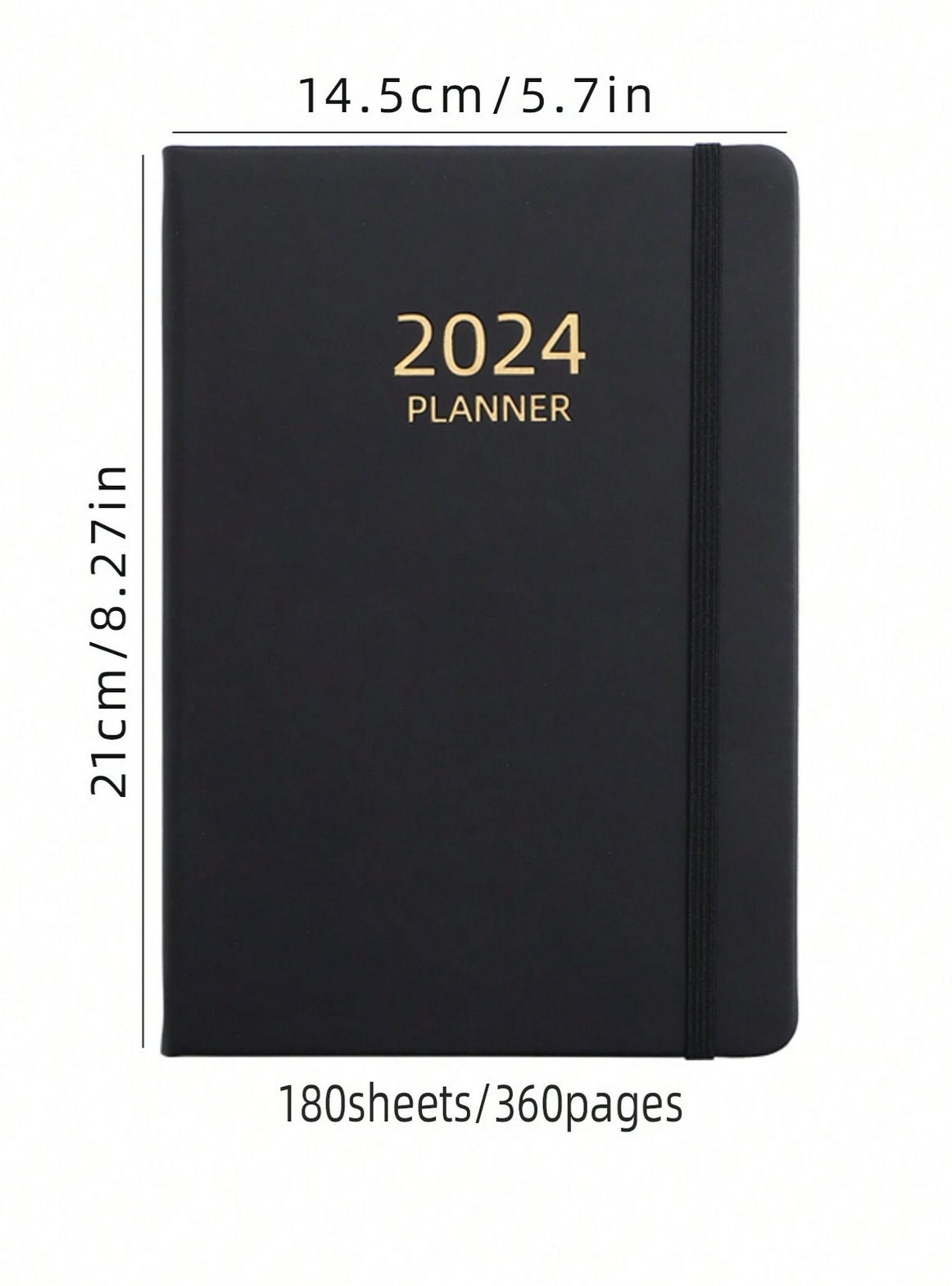 A5 Hardcover Notebook: 2024 Planner, 180 Sheets 360 Pages, Monthly ...