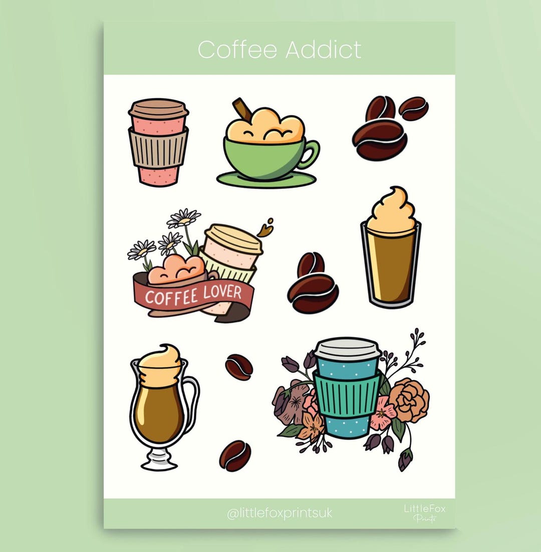 Coffee Lover Sticker Pack - Set of 10 Cute Individually Cut Stickers - Etsy