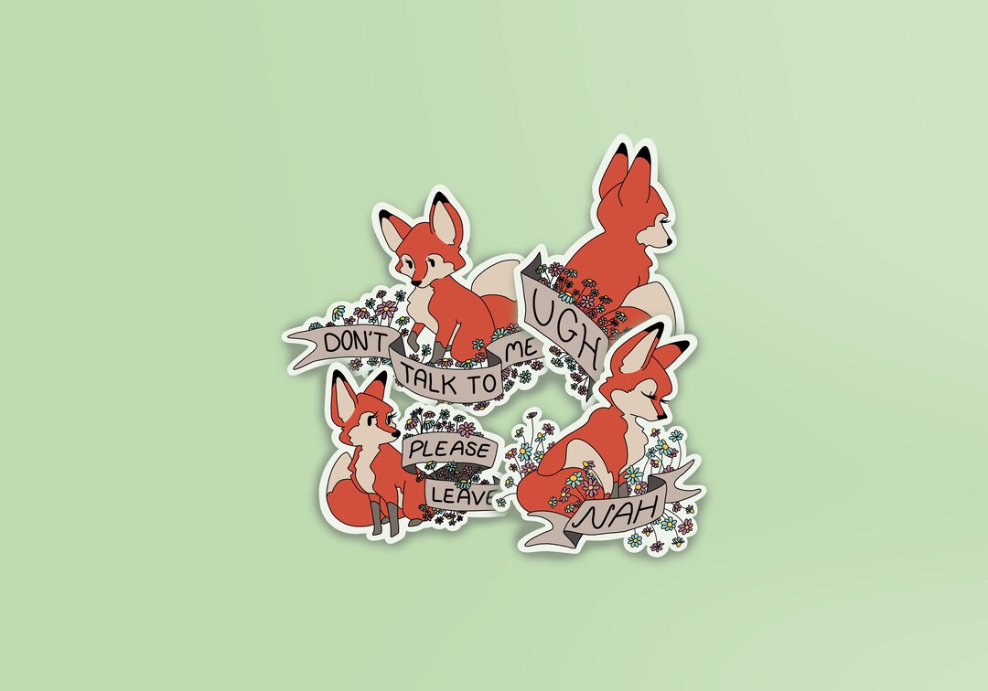 Fox Stickers Attitude Sassy Foxes Set of 4 Self-adhesive - Etsy