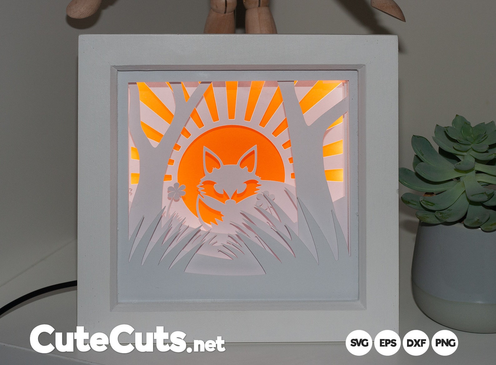 Fox Lightbox Svg, Shadow Box, Svg, Png, Dxf, Eps, Cutfiles, Cricut ...