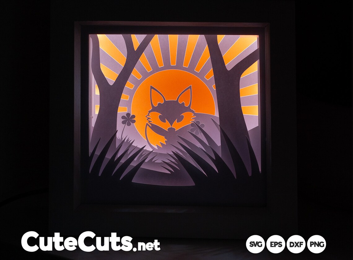 Fox Lightbox Svg, Shadow Box, Svg, Png, Dxf, Eps, Cutfiles, Cricut ...