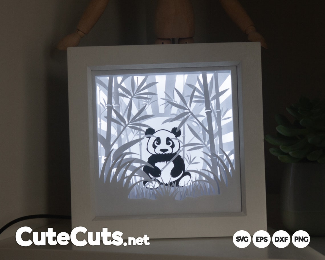 Panda Lightbox Svg, Shadow Box, Svg, Png, Dxf, Eps, Cutfiles, Cricut ...