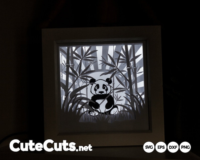 Panda Lightbox Svg, Shadow Box, Svg, Png, Dxf, Eps, Cutfiles, Cricut ...