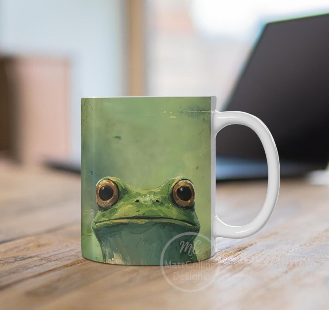 Frog Mug Sad Frog Gift/mug Grumpy Frog Garden Mug Funny Frog Mug Gift ...