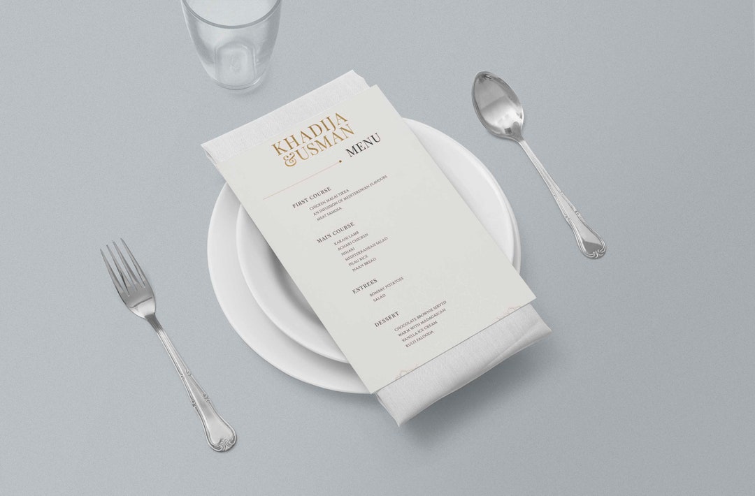 1. Islamic Wedding MENU Gold PERSONALISED Affordable - Etsy