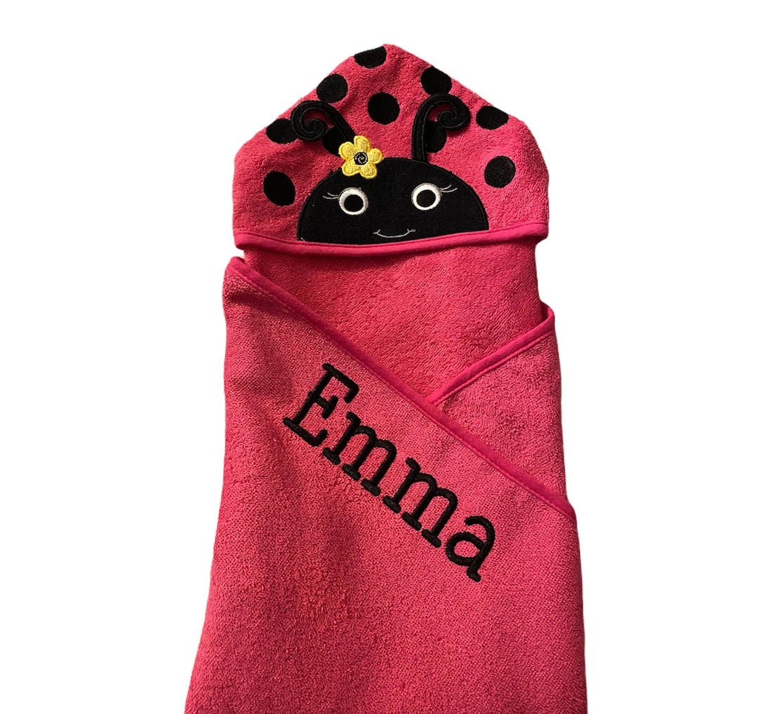Personalized Ladybug Hooded Towel, Hooded Baby Towel, Hooded Toddler ...