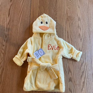 Personalized Hooded Terry Baby Bathrobe, Embroidered Duck Hooded Robe ...