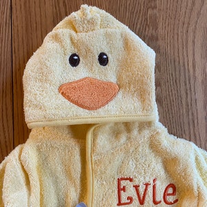 Personalized Hooded Terry Baby Bathrobe, Embroidered Duck Hooded Robe ...