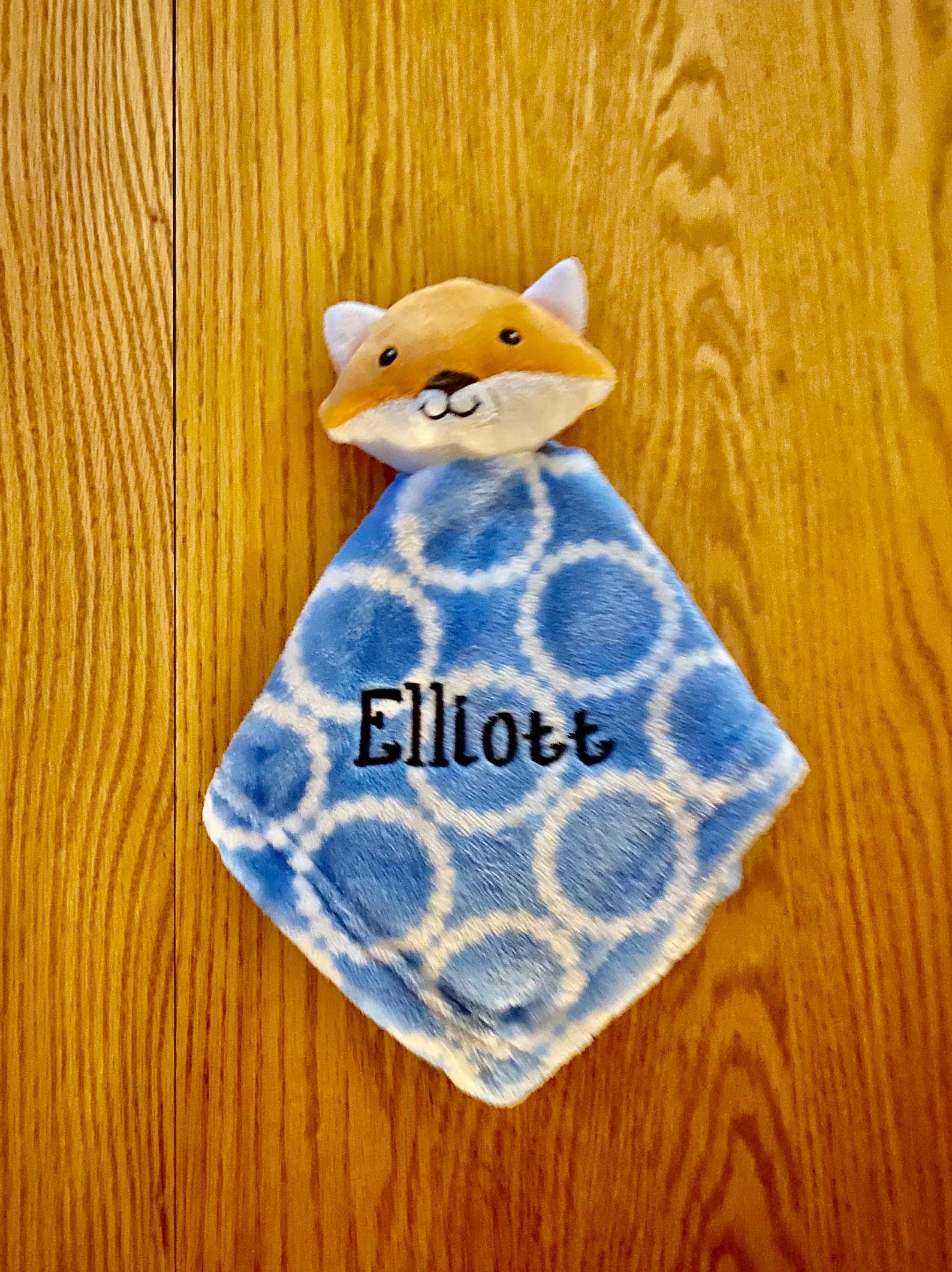 Personalized Embroidered Light Blue Fox Security Blanket/ | Etsy