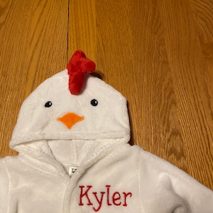 Personalized Hooded Baby Bathrobe Embroidered White Chicken - Etsy
