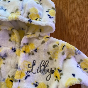 Personalized Yellow Floral Robe/hooded Baby Bathrobe, Embroidered ...