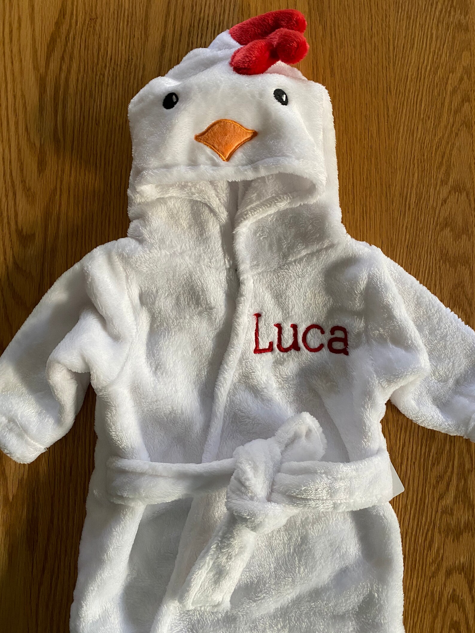 Personalized Hooded Baby Bathrobe Embroidered White Chicken - Etsy