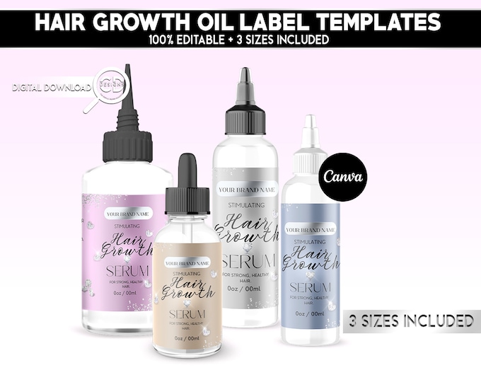 Editable Hair Growth Oil Label Template: Minimalist Luxury Design ...