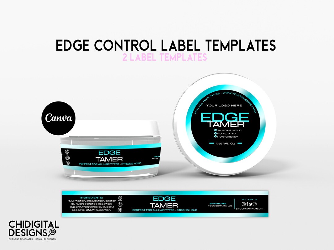 Edge Control Label Design Template | Hair Product Label | Editable Edge ...