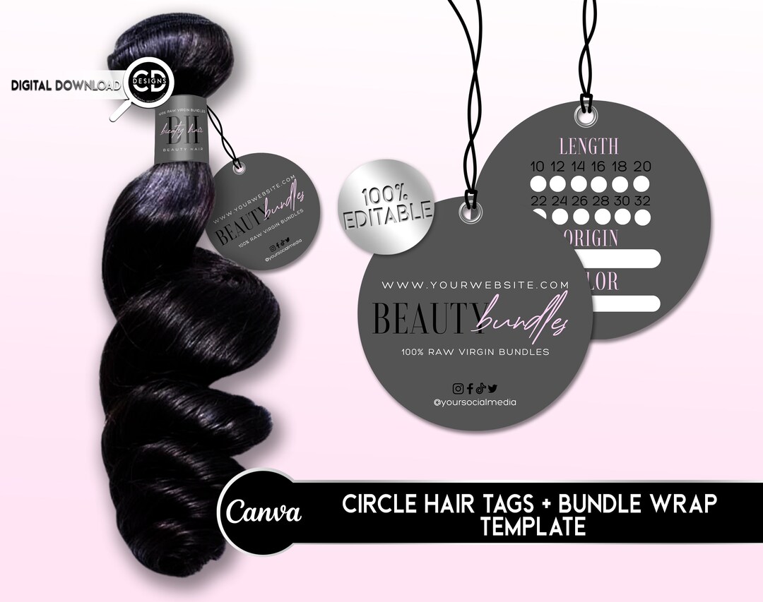 Hair Tags and Bundle Wraps Template | Luxury Hair Tags | Luxury Bundle ...