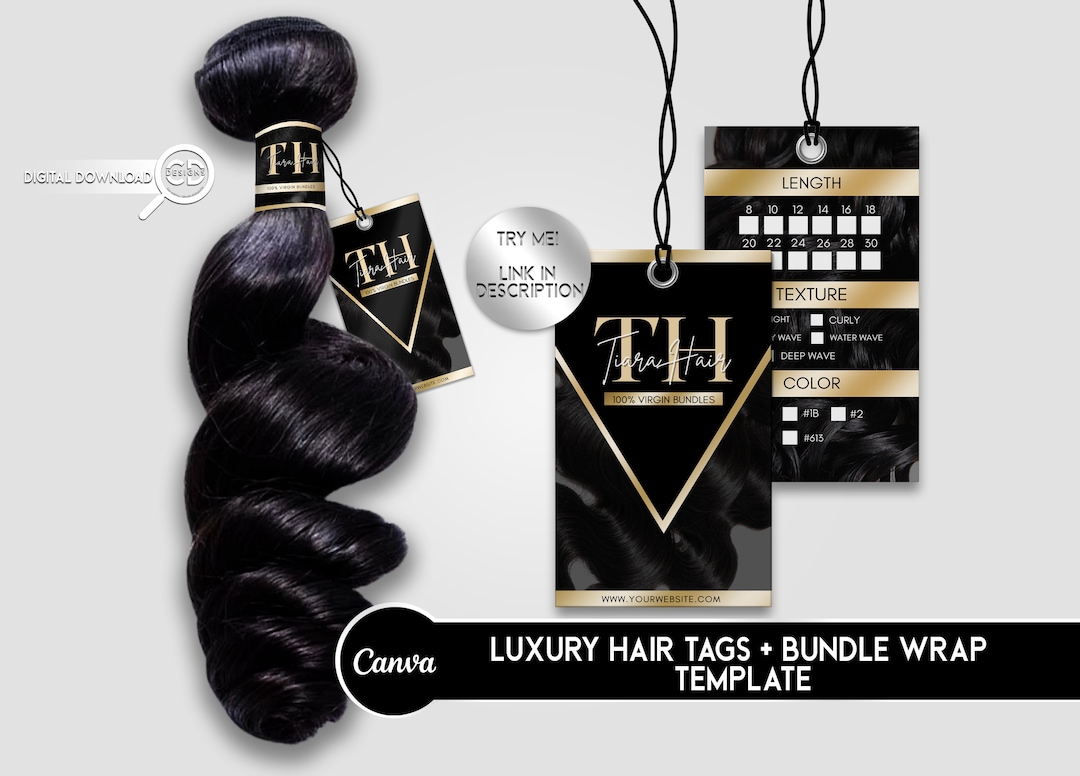 Hair Tags and Bundle Wraps Template | Pink Hair Hang Tags | Luxury ...