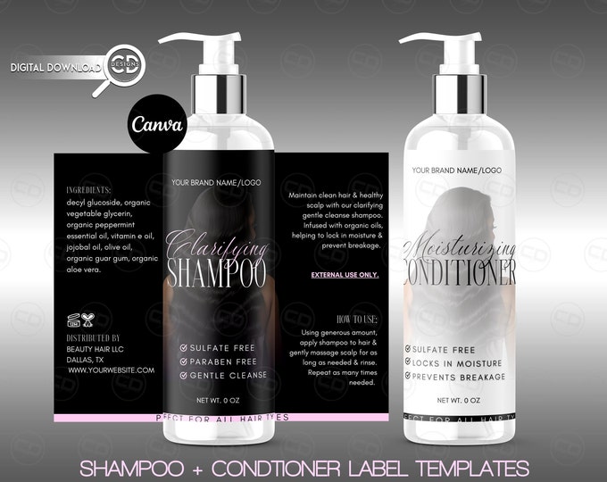 Printable Shampoo Labels - Botanical Soap Labels, Green Leaf ...