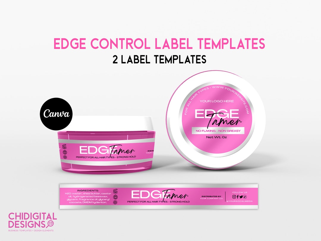 Edge Control Label Design Template | Hair Product Label | Editable Edge ...