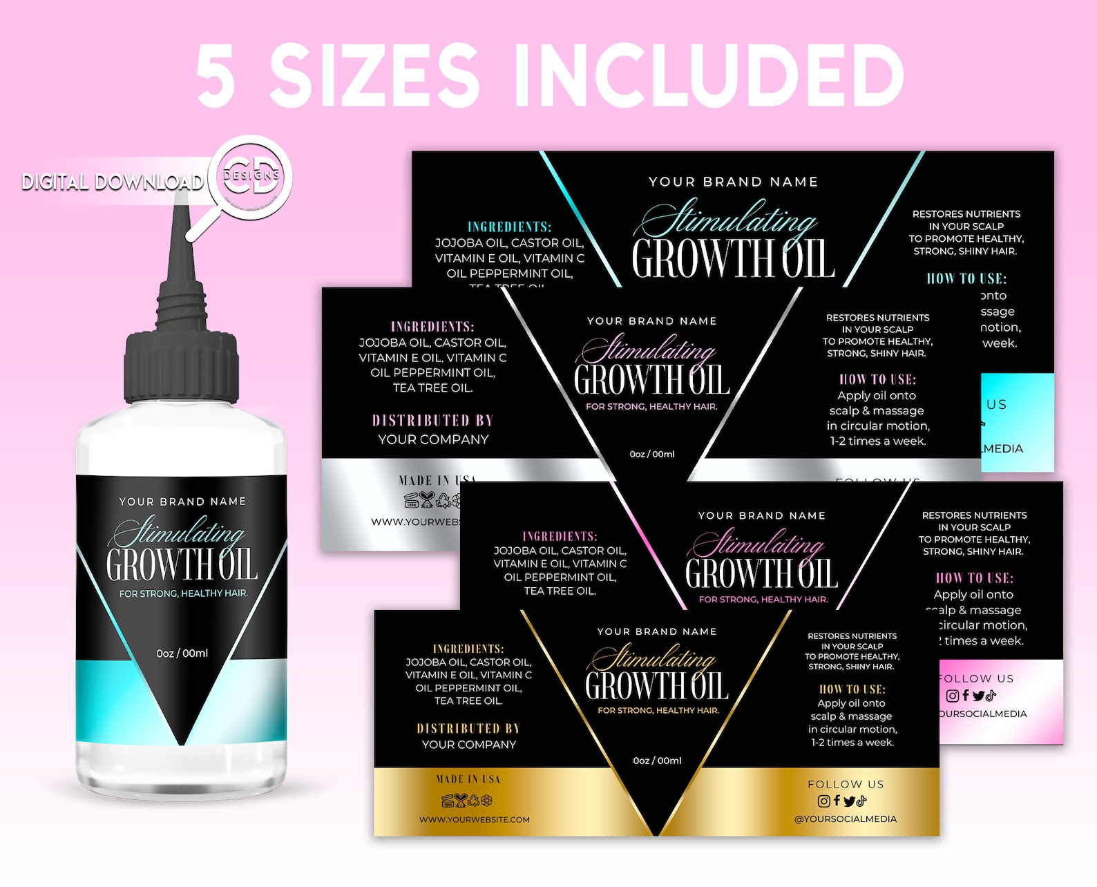 Hair Growth Oil Label Template Dropper Bottle Label Template - Etsy