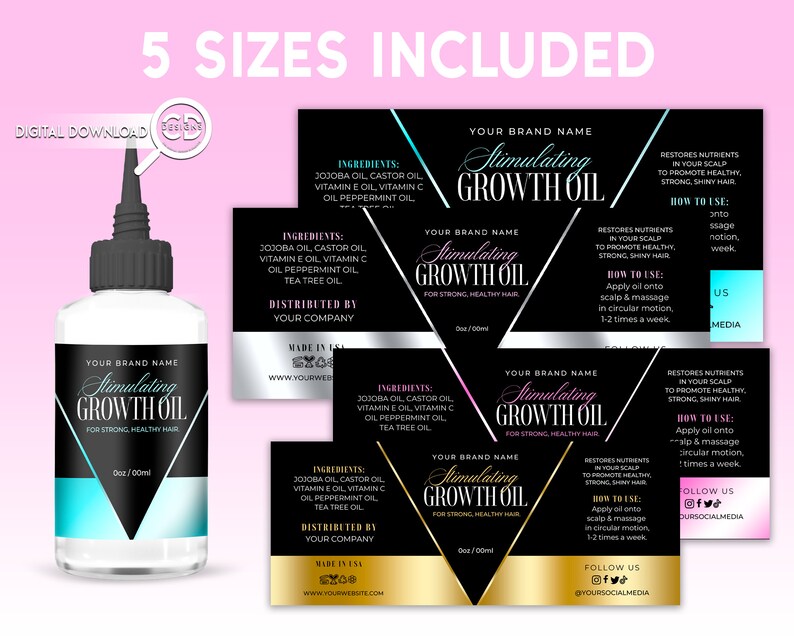 Hair Growth Oil Label Template Dropper Bottle Label Template - Etsy