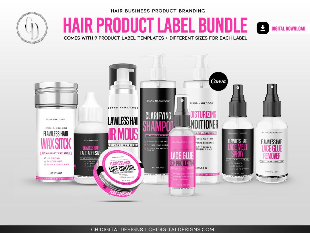 Hair Product Label Template Bundle | Beauty Label Templates | Hair Care ...