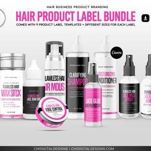 Wig Kit Product Label Template Bundle | Beauty Label Templates | Hair ...