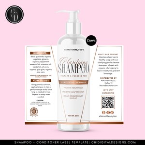 White & Gold Shampoo Conditioner Label Templates | Hair Product Label ...