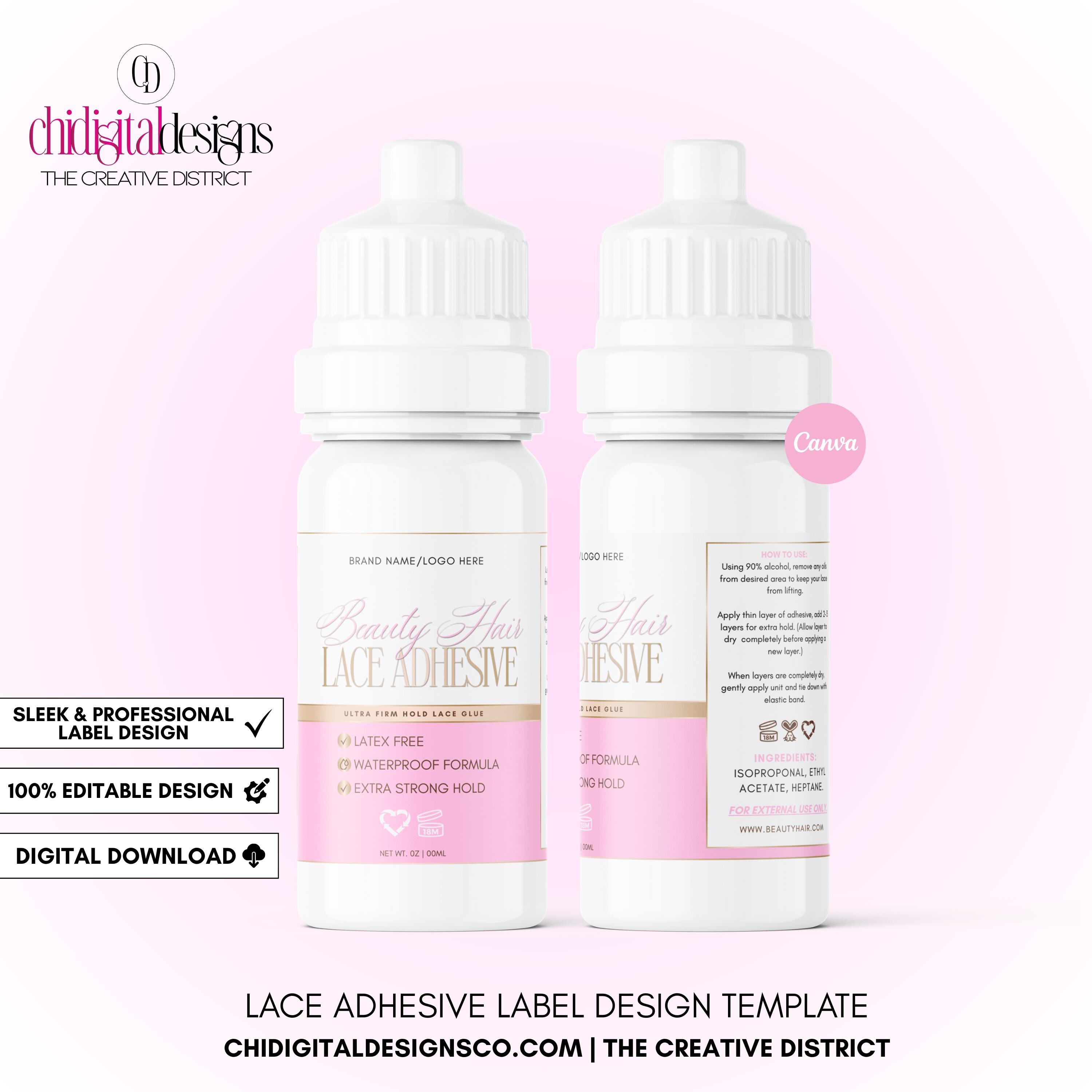 Pink & Gold Lace Glue Label Template | DIY Wig Label (digital Download ...